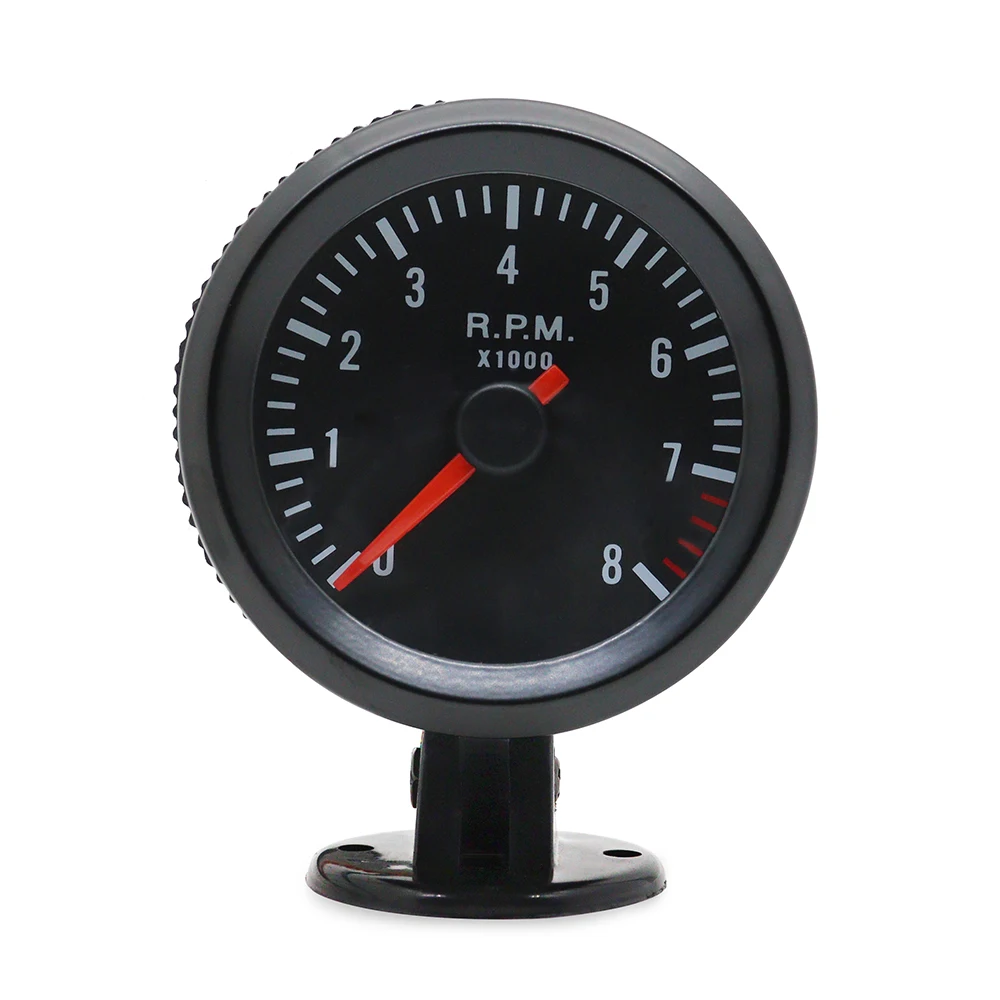 2-52mm-Car-Meter-Tachometer-RPM-Gauge-0-8000RPM-Analog-Black-Case-With ...