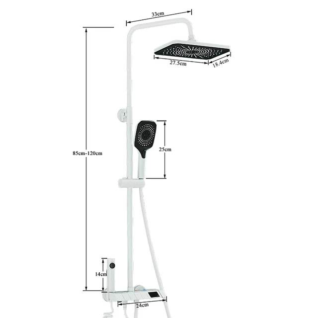 4 Way Mixer Tap Digital Display Shower System Set