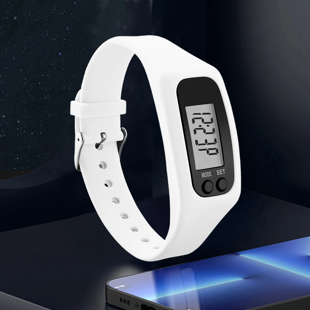 LED Pedometer Bracelet Wrist Calorie Counter 12/24H Time Display Step ...