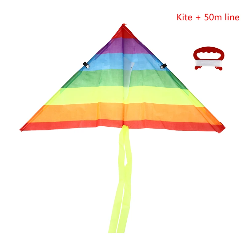 Triangle Rainbow Kite With 50M Kite Line Children Flying Kites Outdoor ...