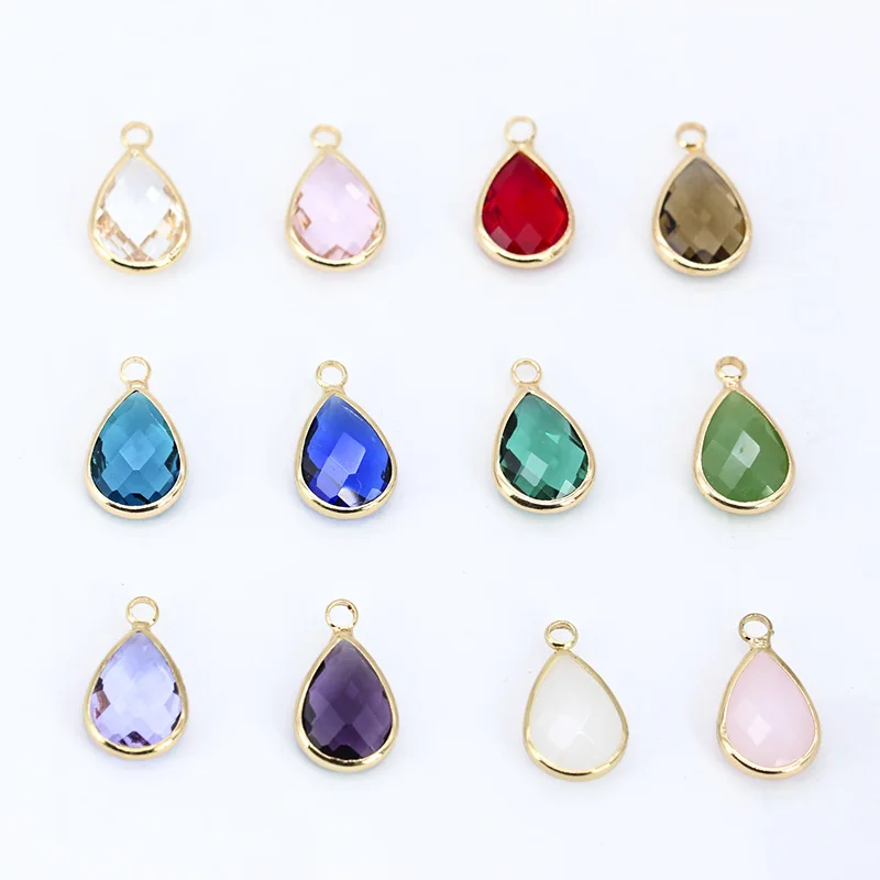 12p10x14mm-Assorted-Teardrop-Faceted-Framed-Glass-Charm-Crystal ...