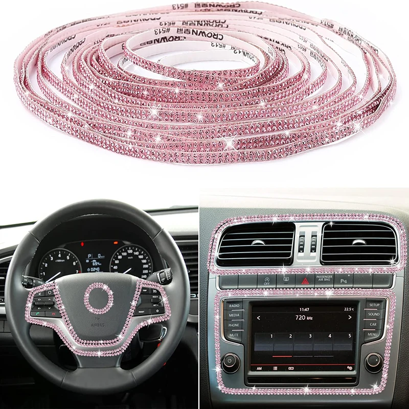 Embellecedor-de-coche-autoadhesivo-ostentoso-rosa-para-mujer-diamantes ...