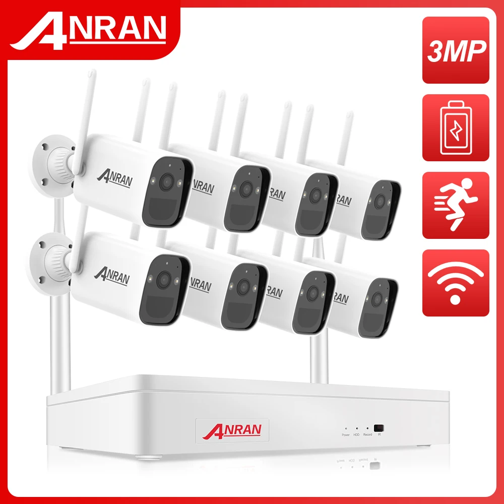 Anran 3mp nvr kit sem fio bateria câmera sistema de cctv câmera ...