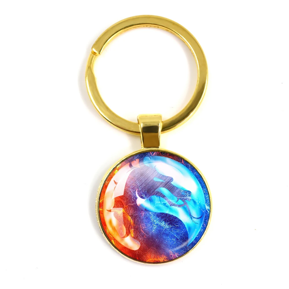 New-Fashion-Dragon-Totem-Keychain-Mortal-Kombat-Pendants-Glass-Cabochon ...
