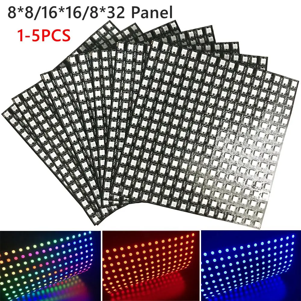 1-5Pcs-WS2812b-RGB-LED-Panel-8x8-16x16-8x32-Digital-Flexible ...