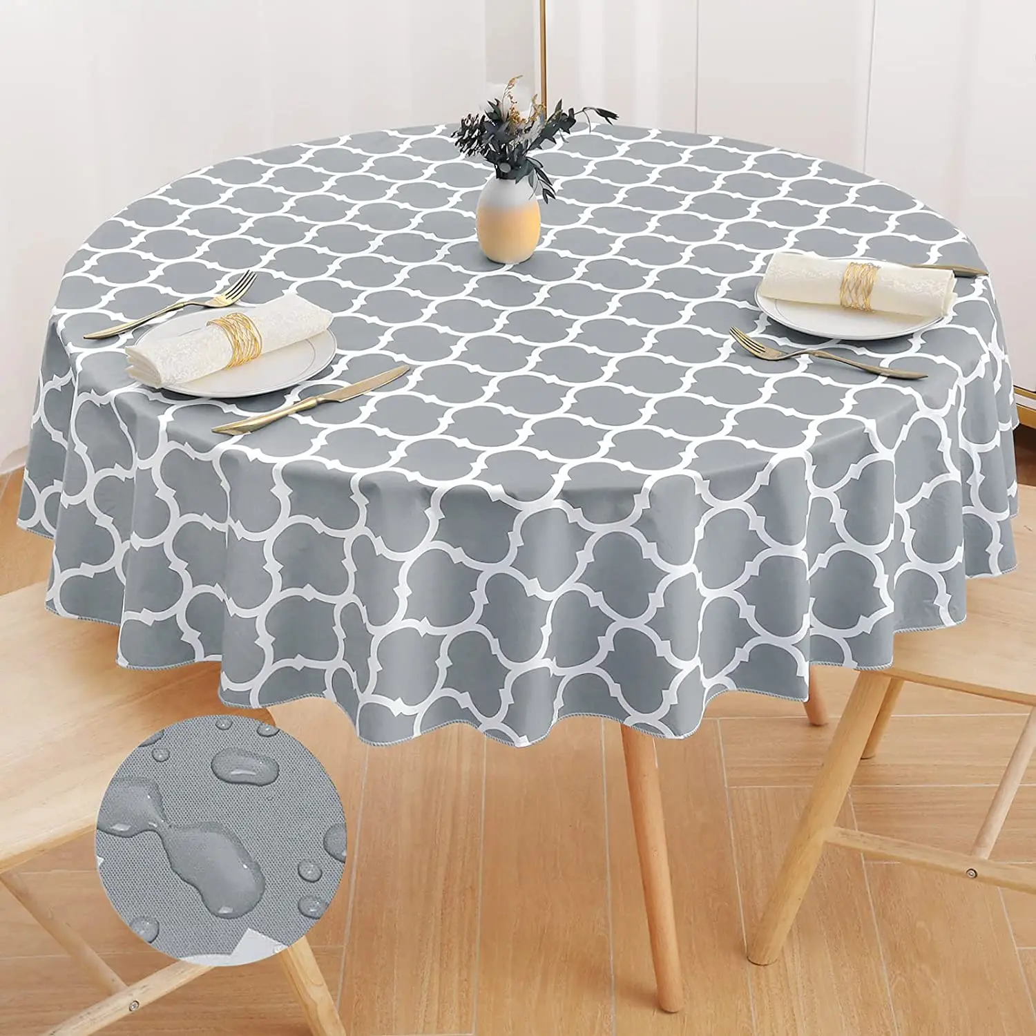 Homaxy-Waterproof-Tablecloth-Heat-Resistant-Round-PVC-Table-Cloth-For ...