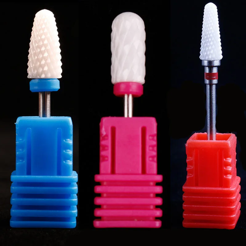 Nail Ceramic Grinding Head 3 Pcs Corn Bullet Cylinder Rocket Shape Nail ...