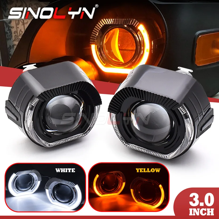 Sinolyn-3-Inch-Bi-Xenon-Projector-Lenses-For-Headlight-H7-H4-DRL-Angel ...