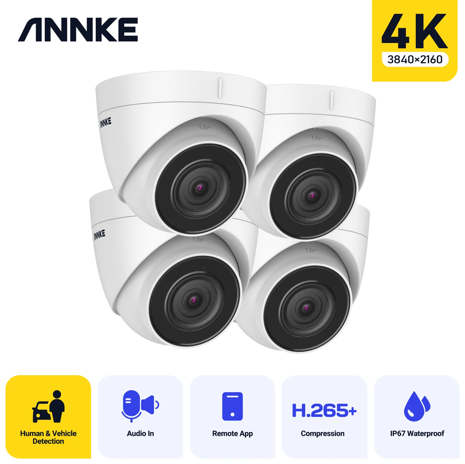 ANNKE 4K IP Camera Outdoor Indoor Weatherproof Turret 4K Video ...