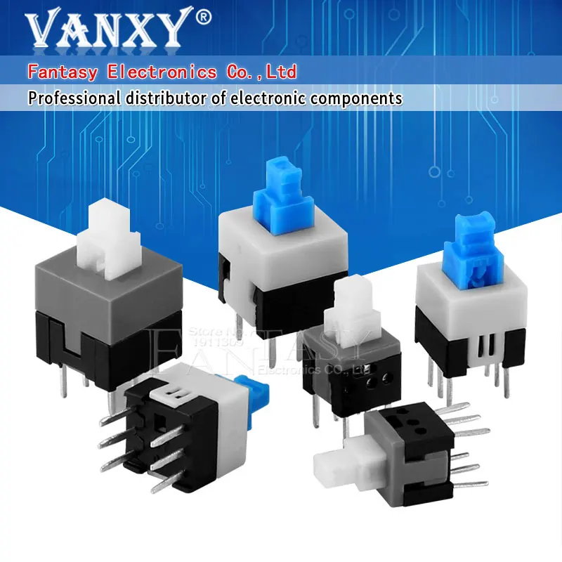 20pcs 5.8*5.8 7*7 8*8 8.5*8.5MM Button switch Push Tactile Switch Self lock /Off button Latching ...