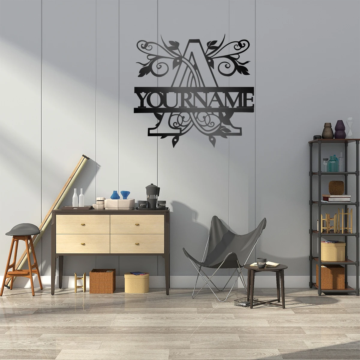 Placa-de-arte-de-pared-colgante-de-Metal-silueta-de-letra-negra ...