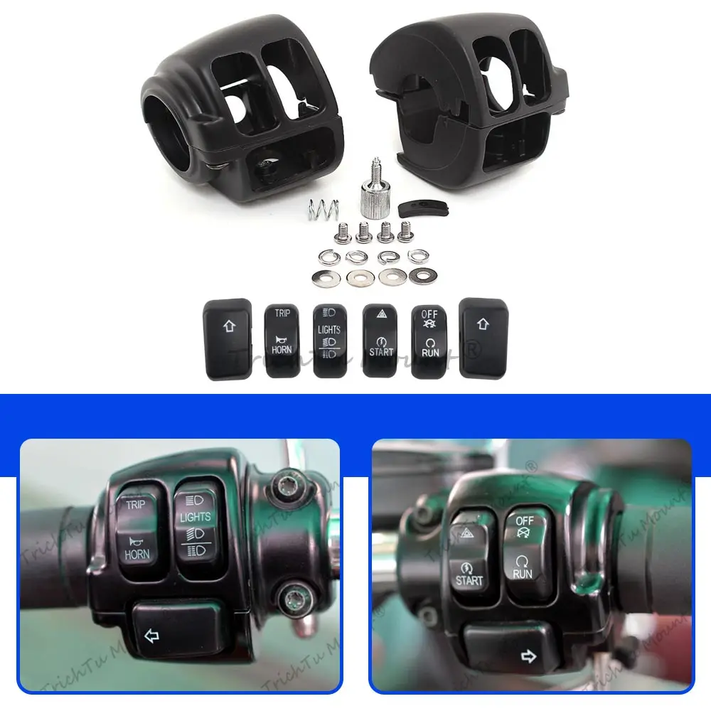 Motorcycle Handlebar Control Switch Housing Kit Switch Caps Covers For ...