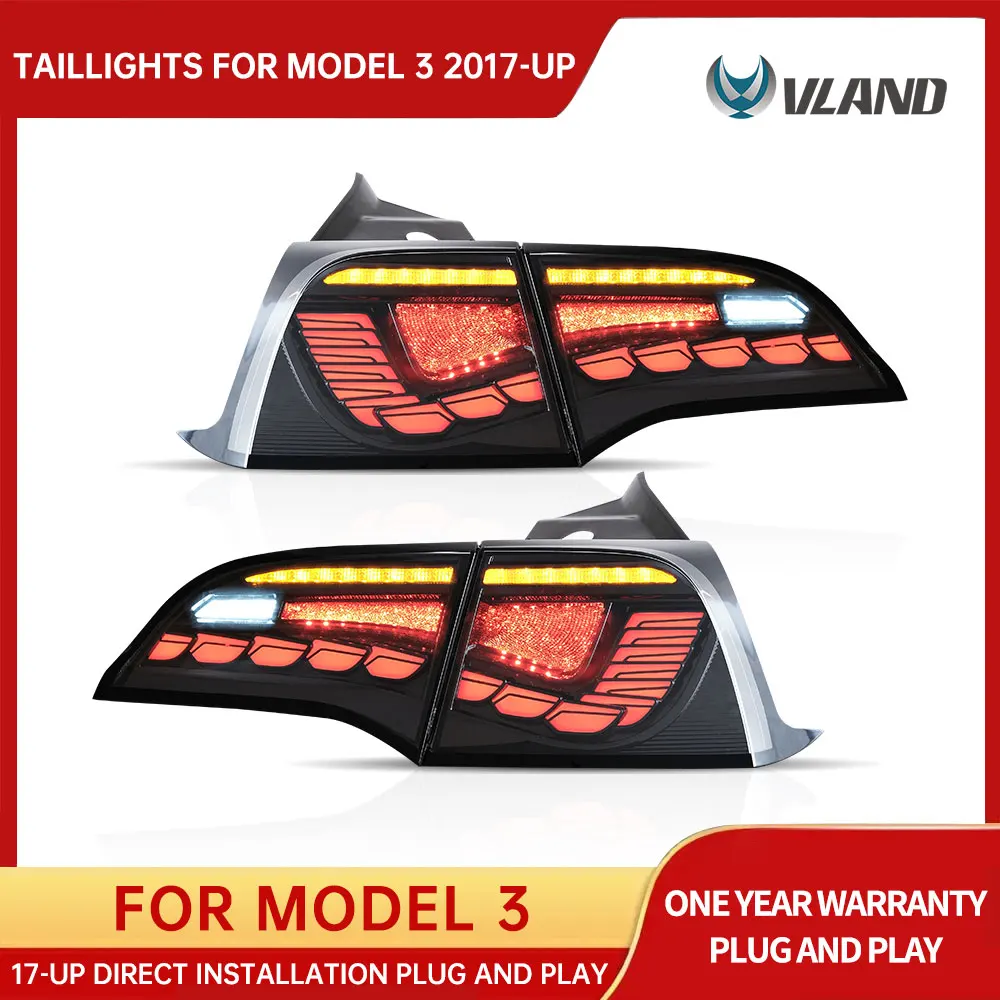 VLAND Car Tail Lamp for Tesla Model 3 Model Y 2017-2022 LED Taillights ...