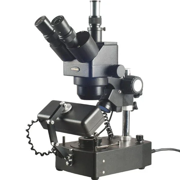 AmScope Jewelry Gem Trinocular Stereo Microscope 10X-60X on Pillar ...