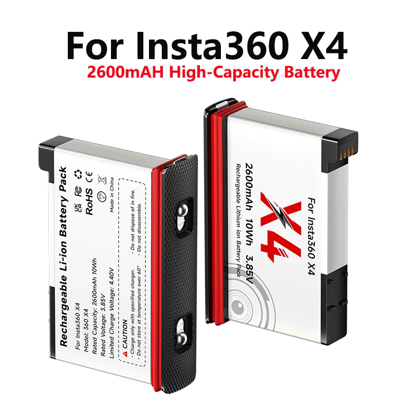 For Insta360 X4 Camera Battery 2600mAh High Capacity Battery For Insta ...