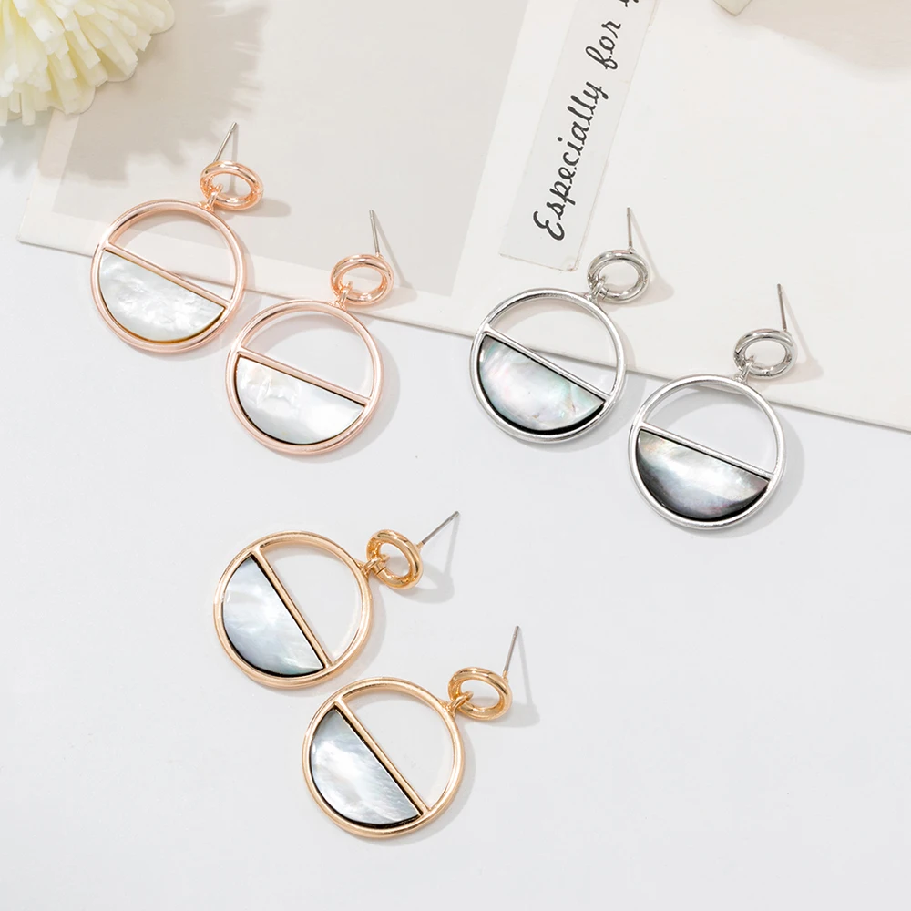 Korean-Simple-Trendy-Round-Shell-Charms-Earrings-for-Woman-Geometric ...