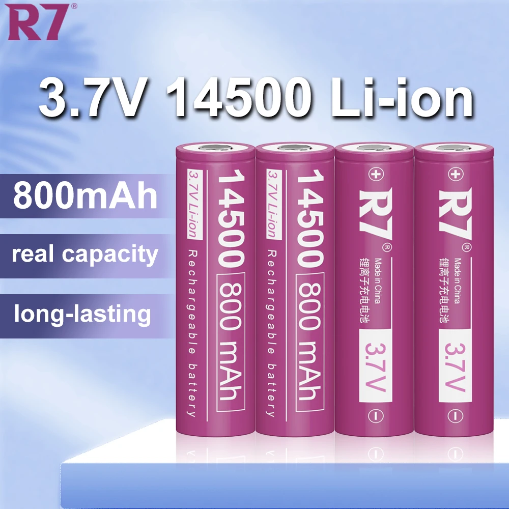 4pcs-R7-Brand-3-7V-14500-800mAh-Li-ion-Rechargeable-Batteries-14500 ...