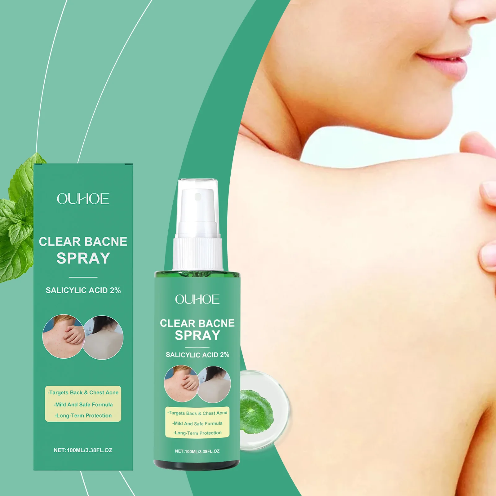 Back Acne Treatment Spray Anti Marks Spot Moisturizing Repairing Soothe ...