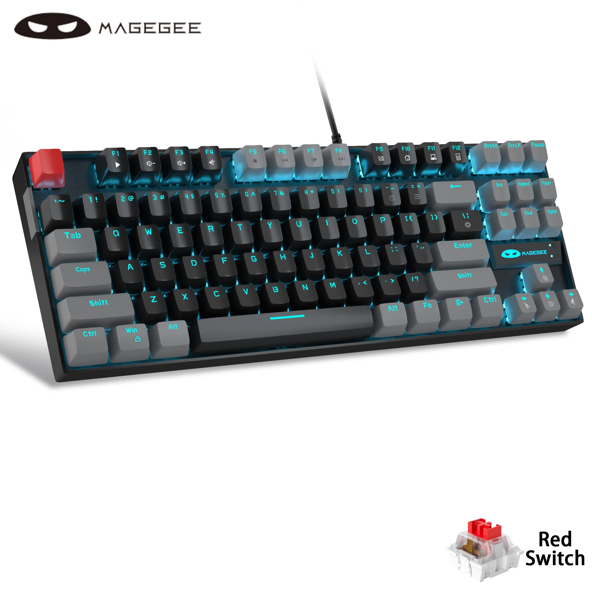 MageGee 75% Mechanical Gaming Keyboard with Blue/Red Switch, LED Blue ...
