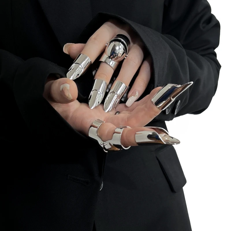 Punk-Creative-Metal-Irregular-Fingertip-Armour-Ring-Open-Nail-Rings-For ...
