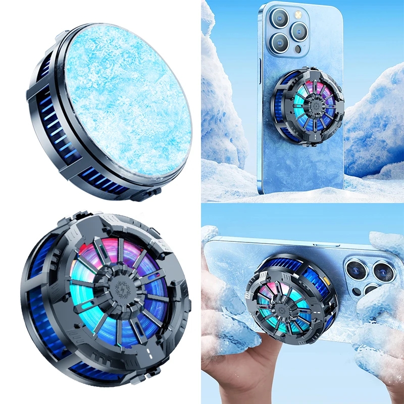 Magnetic-Back-Clip-Mobile-Phone-Radiator-Cooler-3-Speeds-Adjustable-RGB ...