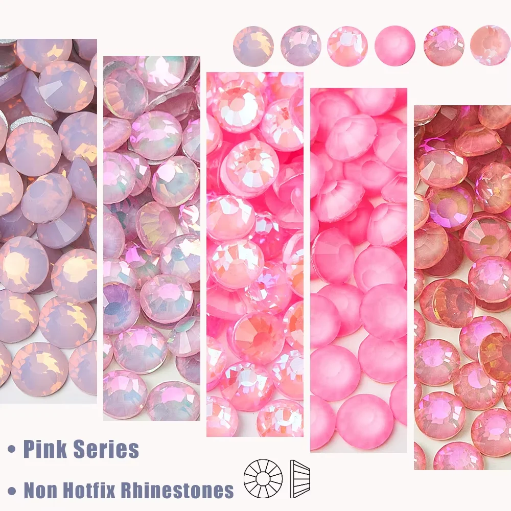 Pink Seies of SS6-SS30 Non Hot Fix Rhinestone Flatback Glitter Crystal ...