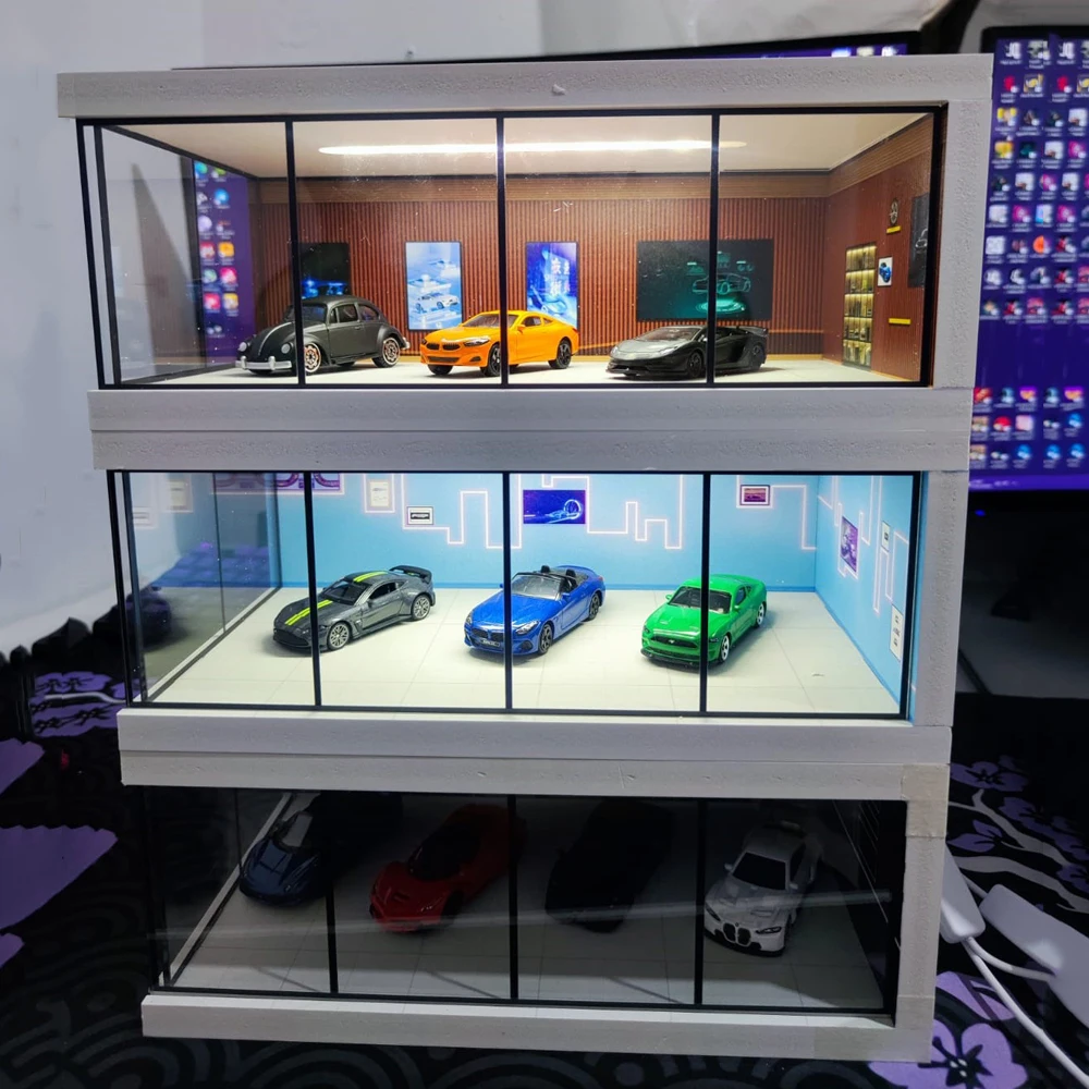 1/64 Scale Miniature Scene Model Car Figure Dolls Exhibition Hall ...