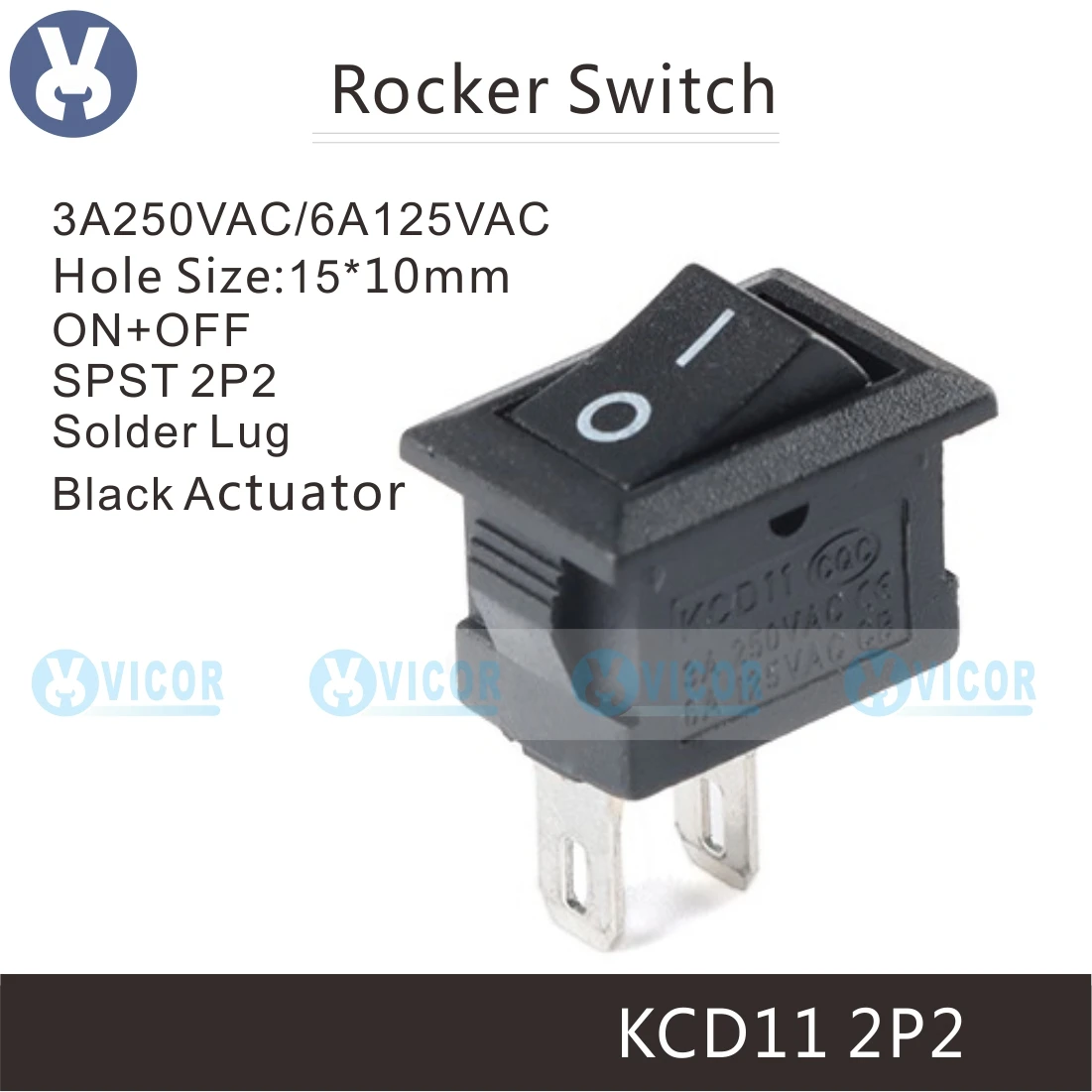 KCD11-10-15MM-6A125VAC-Rocker-switch-black-red-cap-2P2-3P2-3P3-Solder ...