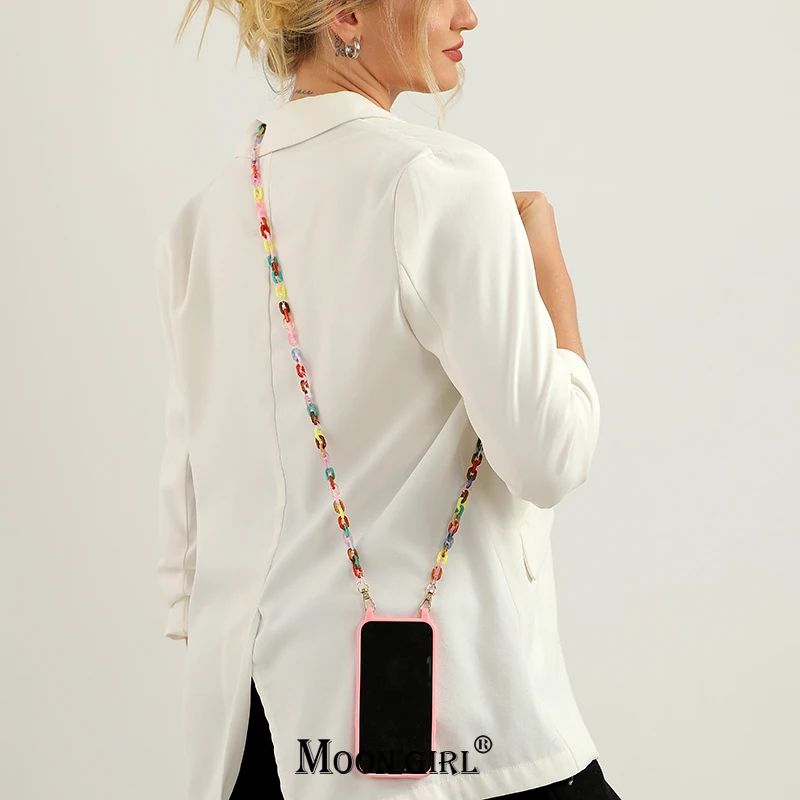 120cm Bevel Design Phone Strap Colorful Portable Acrylic Cell Phone ...