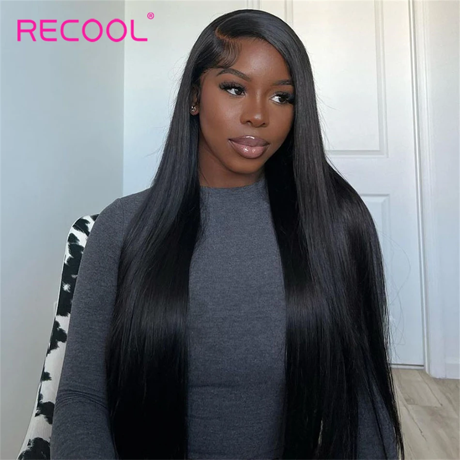 Recool Straight Hair 5×5 13×4 13×6 Hd Lace Frontal Wig Pre Plucked High Density Human Hair Wigs ...