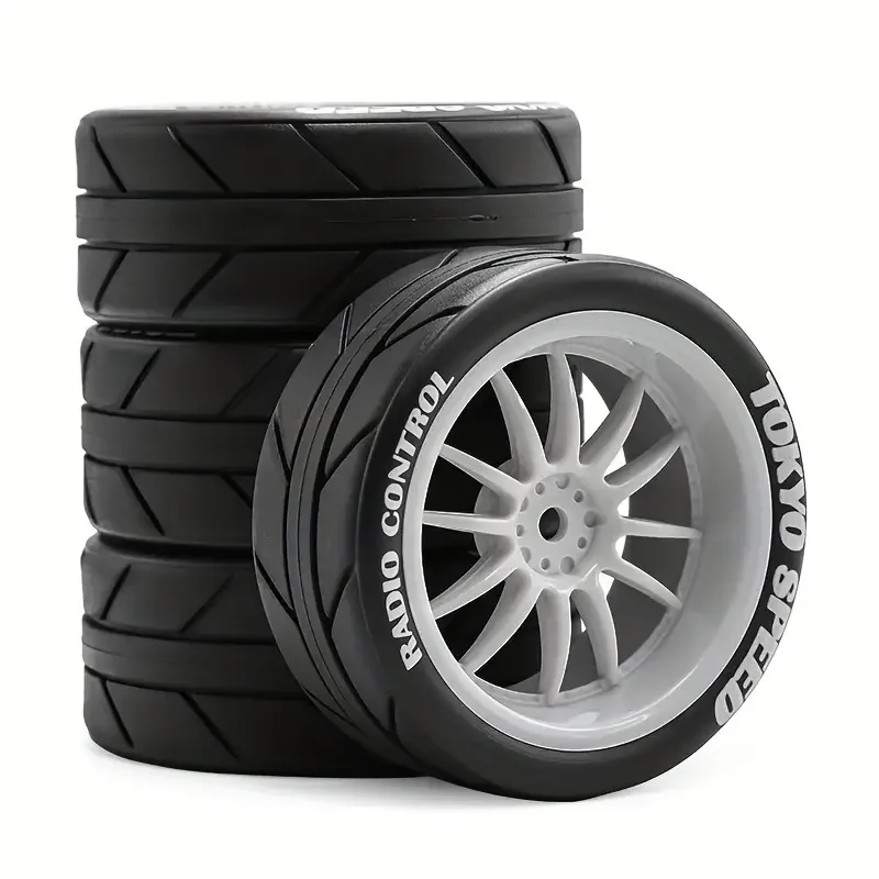 4PCS 65mm RC Racing Tires & Wheels 12mm Hex, for Tamiya TT01/TT02/XV01 ...