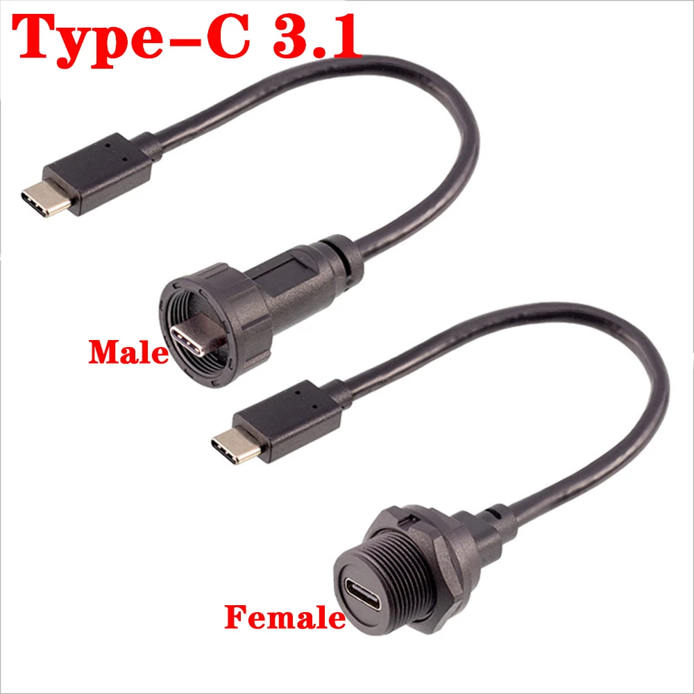 Threaded TYPE C Waterproof IP67 IP68 Charging Data Connector USB 3.1 Type-C Male Female ...