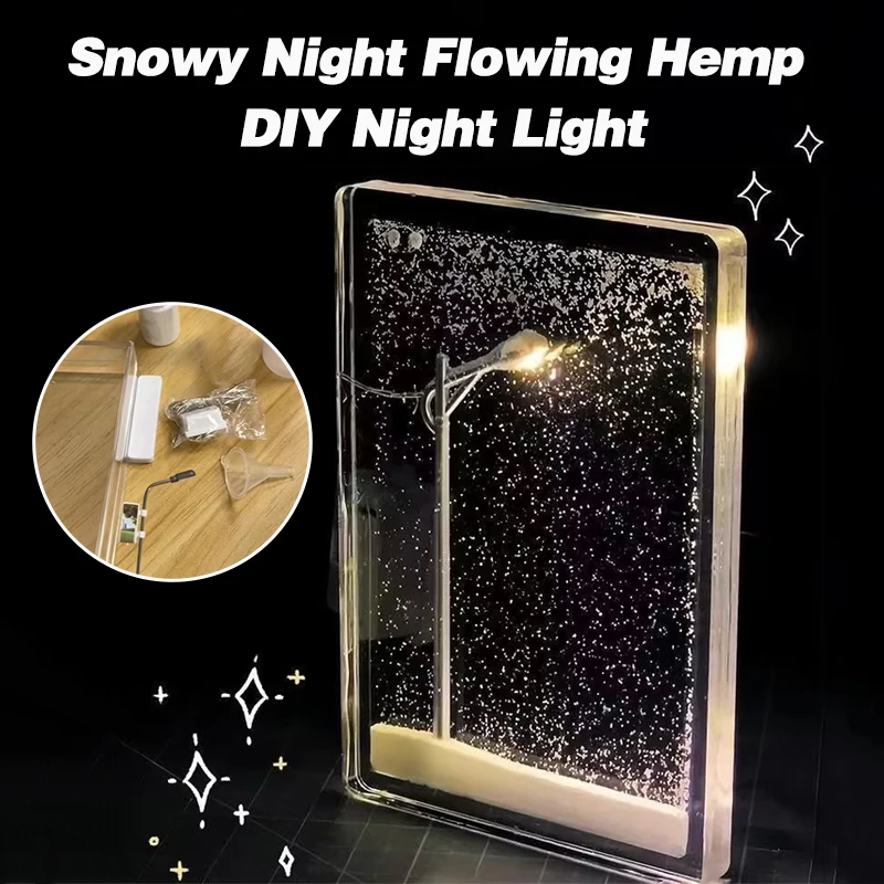 Snowy Night Flowing Lamp Snow Scene Street Night Light Material Package ...