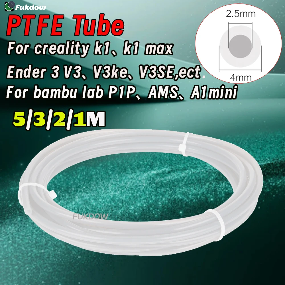 2.5mm IDx4mm OD PTFE Tube For Creality K1 Ender 3 V3 Fits Direct Drive ...
