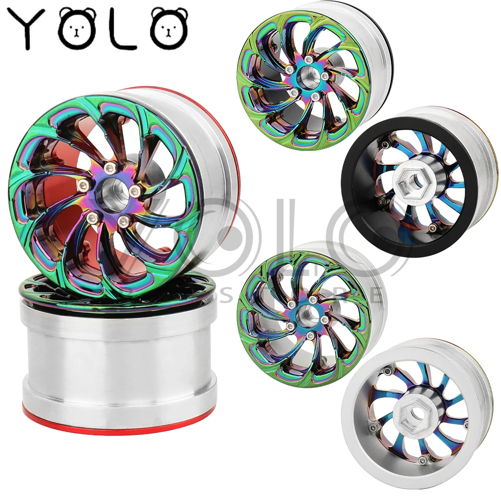4pcs Rainbow 2.2 Beadlock Wheel Rim Colorful Aluminum Wheels for Axial ...