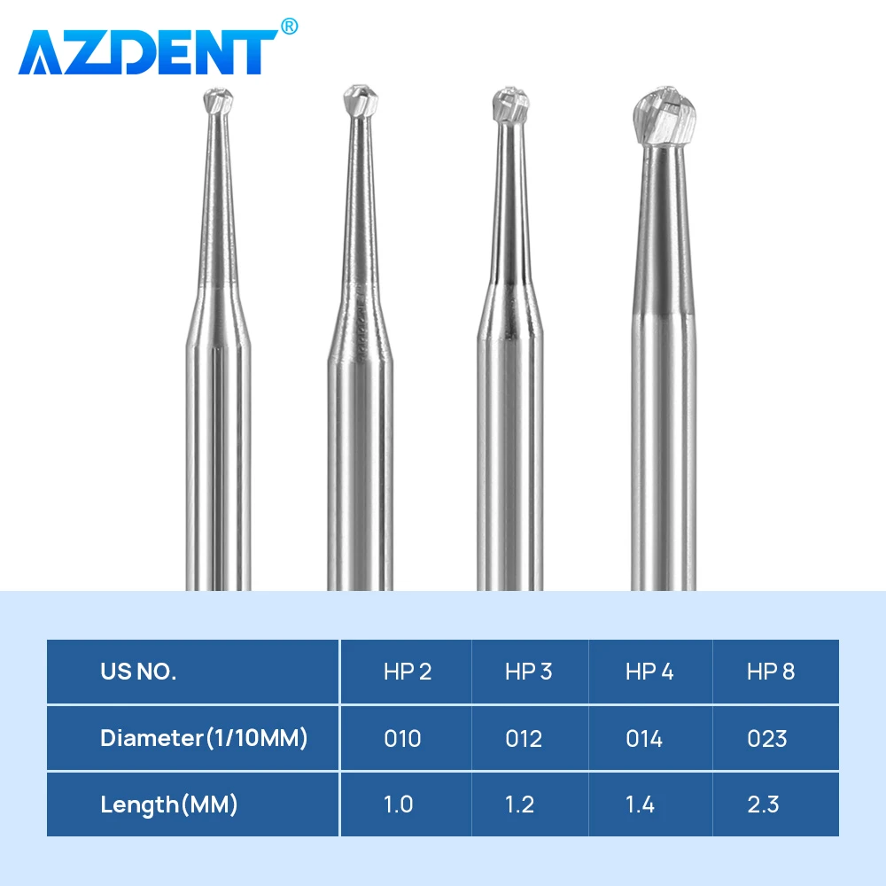 AZDENT-Dental-Tungsten-Carbide-Burs-Redondo-HP-2-35-mil-metros-Broca ...