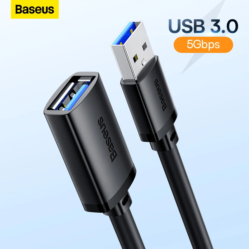 Baseus Cable de extensión USB 3,0, Mini extensor de velocidad rápida ...