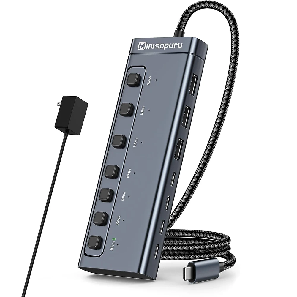 Minisopuru-Powered-USB-Hub-7-in-1-Type-C-to-Multiple-USB-Data-ports ...