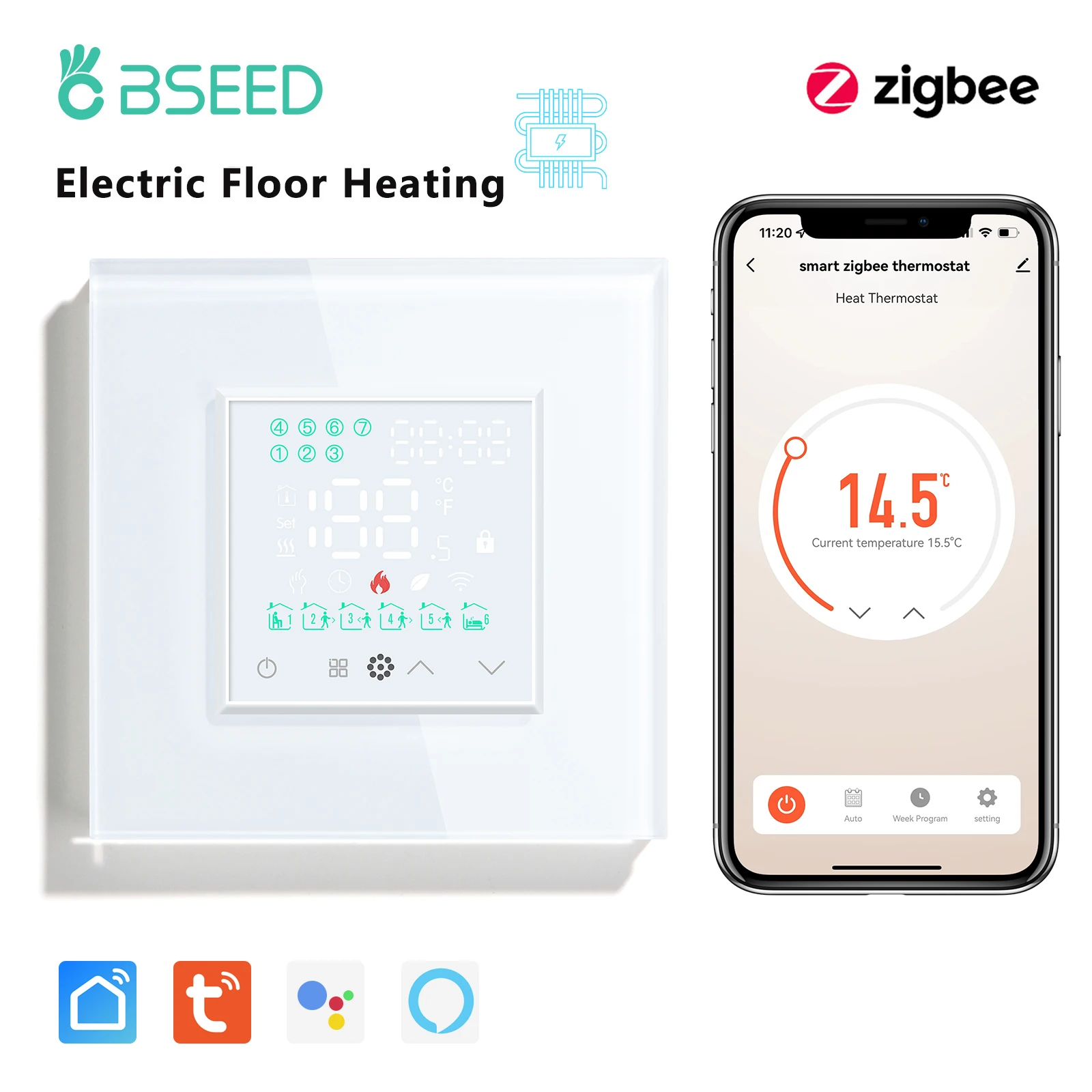 Thermostat Google Home Heating | Zigbee Thermostat Controller - Touch ...