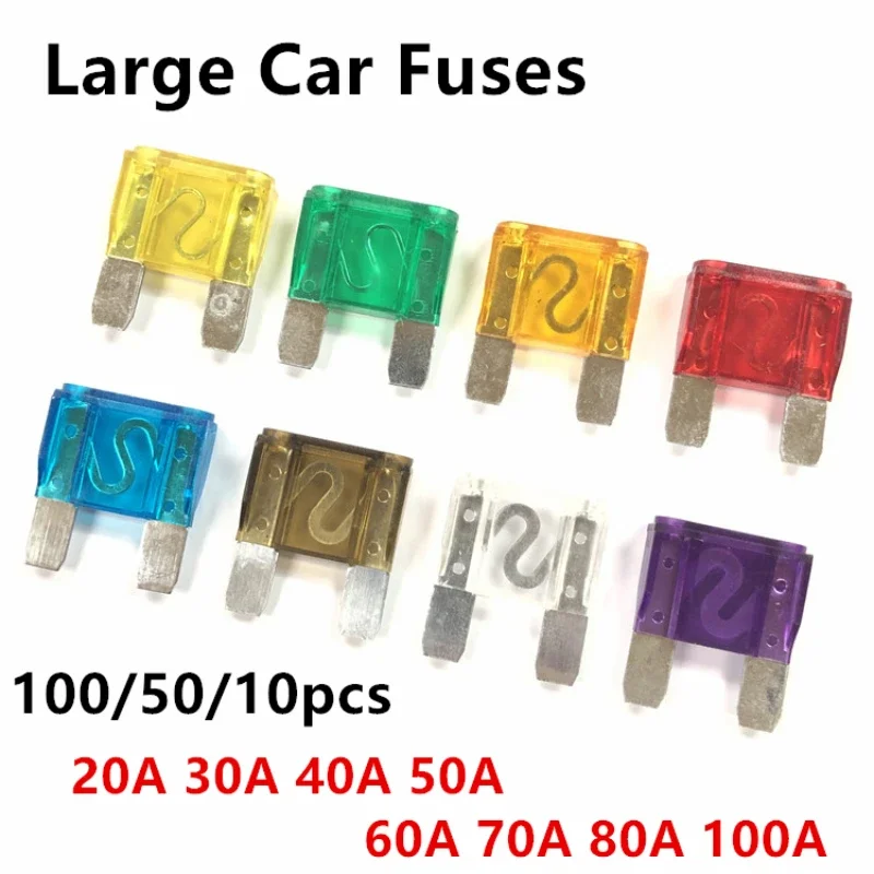 100/50/10pcs Large Car Fuses Automotive Blade Type Large Fuse ...