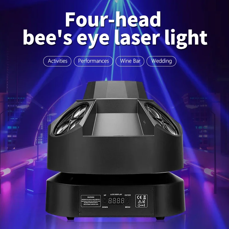 Four-Head-Bee-Eye-Laser-Light-Voice-Controlled-LED-Focus-Seven-Colors ...