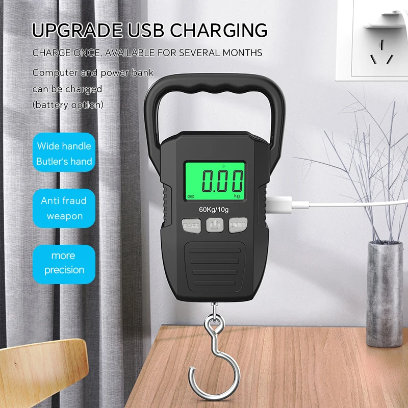 60kg-10g-LCD-Portable-Hanging-Scale-USB-Digital-Recharged-Hook-Scales ...
