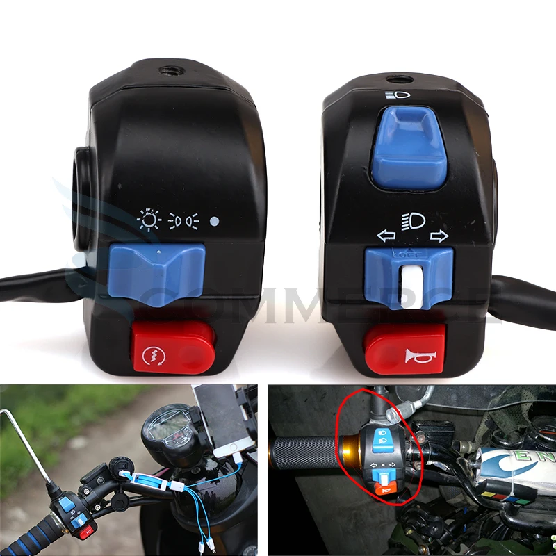 Aluminum-22mmATV-Motorcycle-Switches-Motorbike-Horn-Button-Turn-Signal-Electric-Fog-Lamp-Light ...