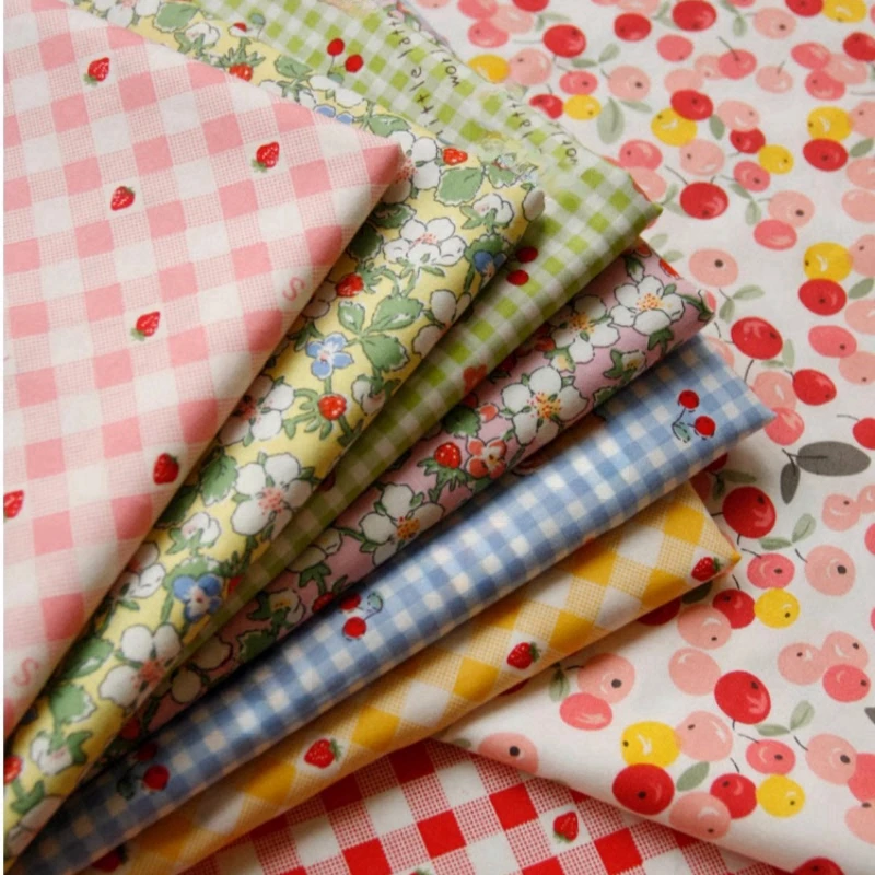 160x50cm-Spring-Sweet-Strawberry-Floral-Love-Plaid-Twill-Cotton-Cloth ...