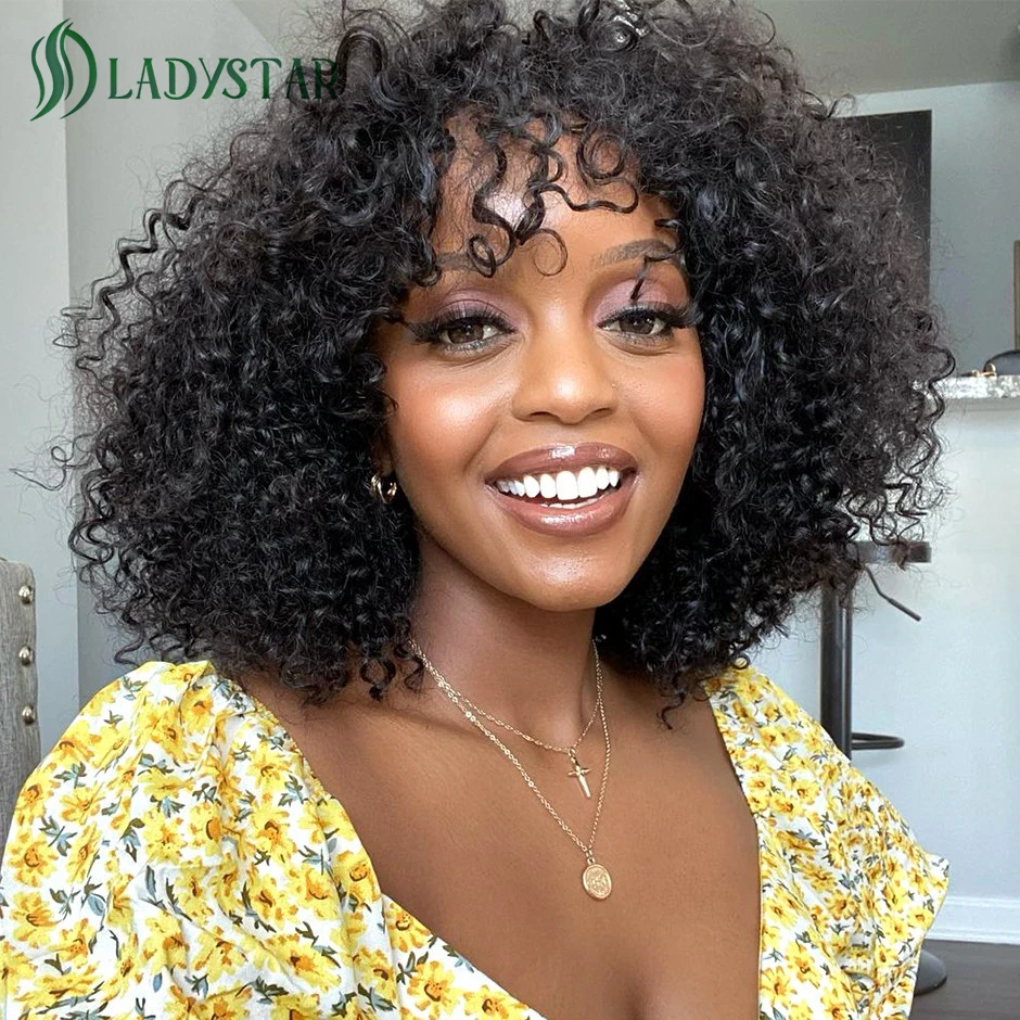 Peruca de cabelo humano curto com Franja para mulheres, peruca ...