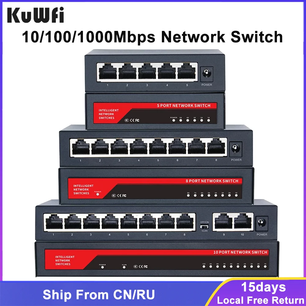 KuWFi-Gigabit-Network-Switch-1000Mbps-Ethernet-Switch-5-8-10-Port-RJ45 ...