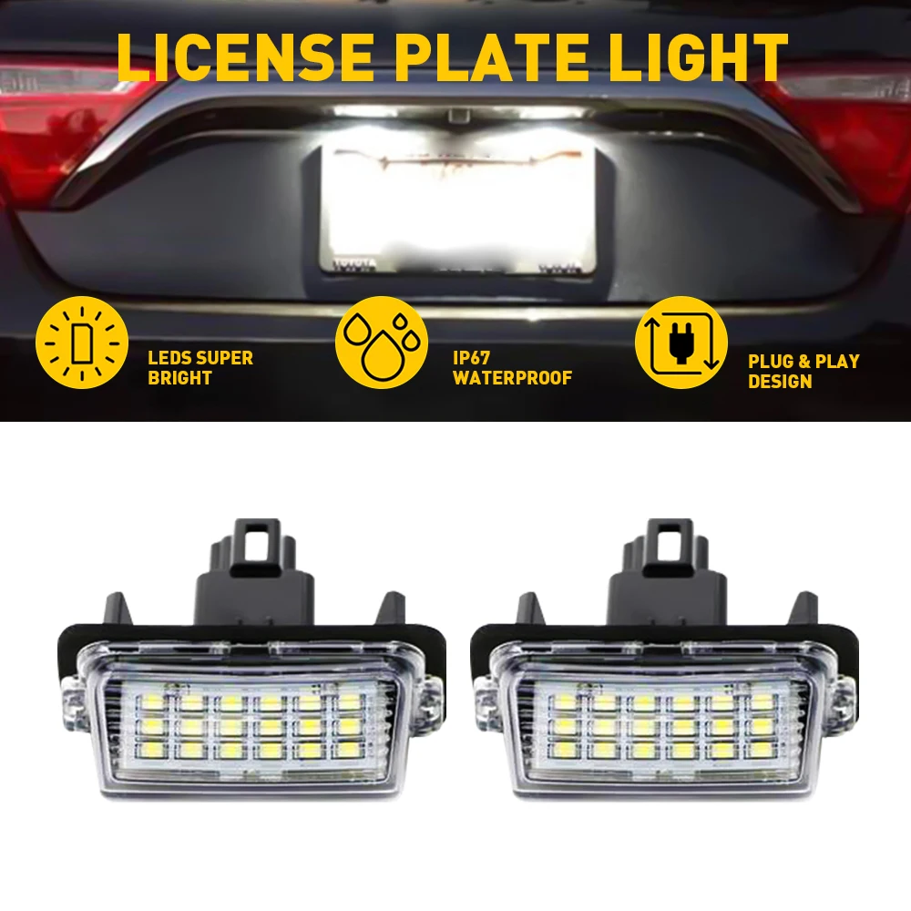 2Pcs LED License Plate Light For Toyota Camry Avalon Highlander CANBUS ...