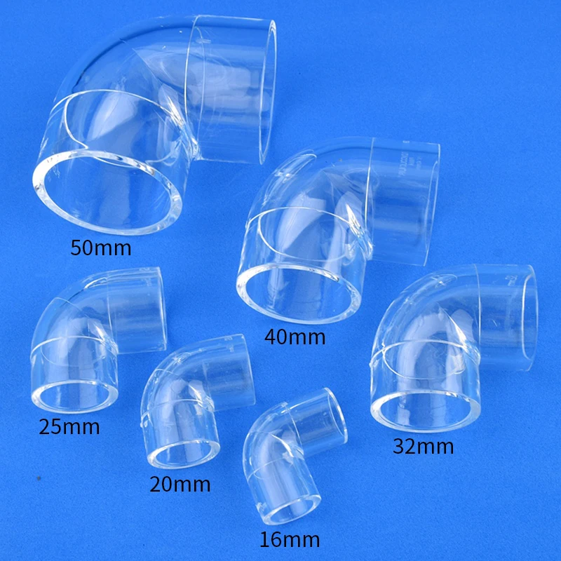 16/20/25/32/40/50mm Acrylic 90 Degree Elbow Connector Transparent ...