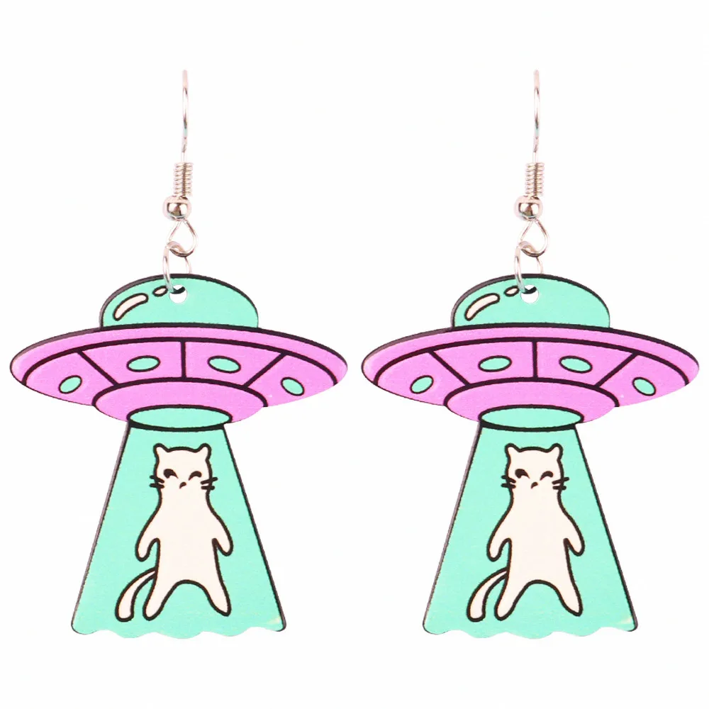 Drop Earrings Jewelry Funny | Acrylic Pendant Earring | Alien Acrylic ...