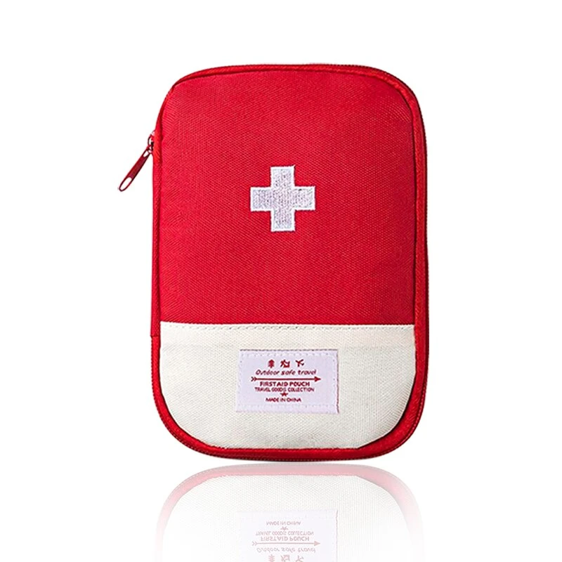 Family Portable First Aid Kit Outdoor Red Canvas Medical Storage Bag ...